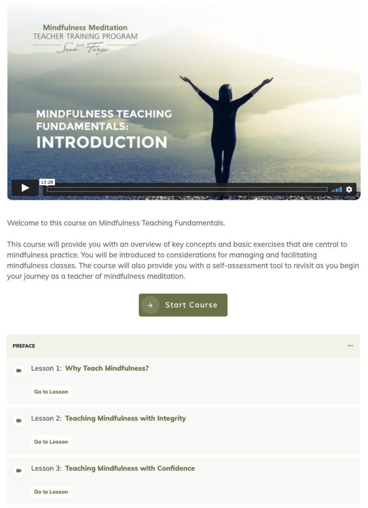 Mindfulness Meditation Teacher Training Program